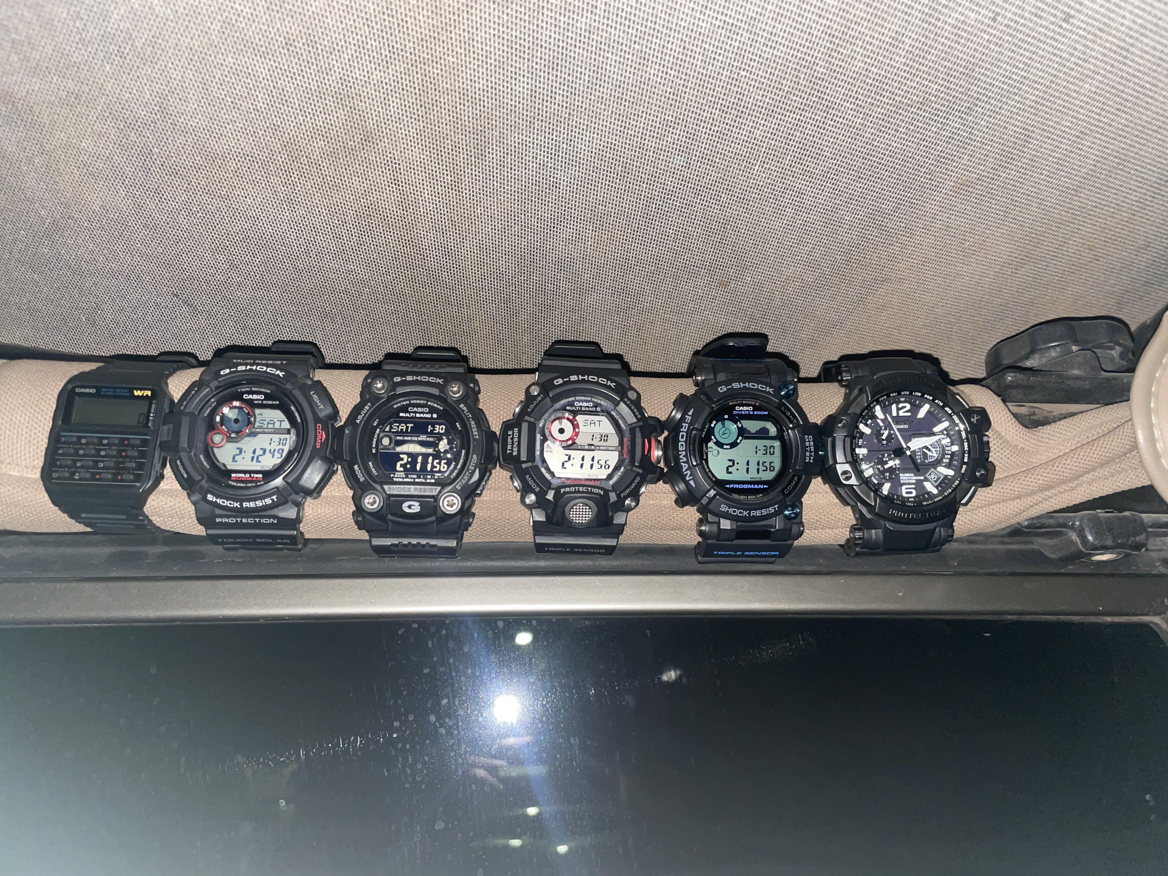 My G-Shock collection in my car. (Minus the one in the far left) | Scrolller