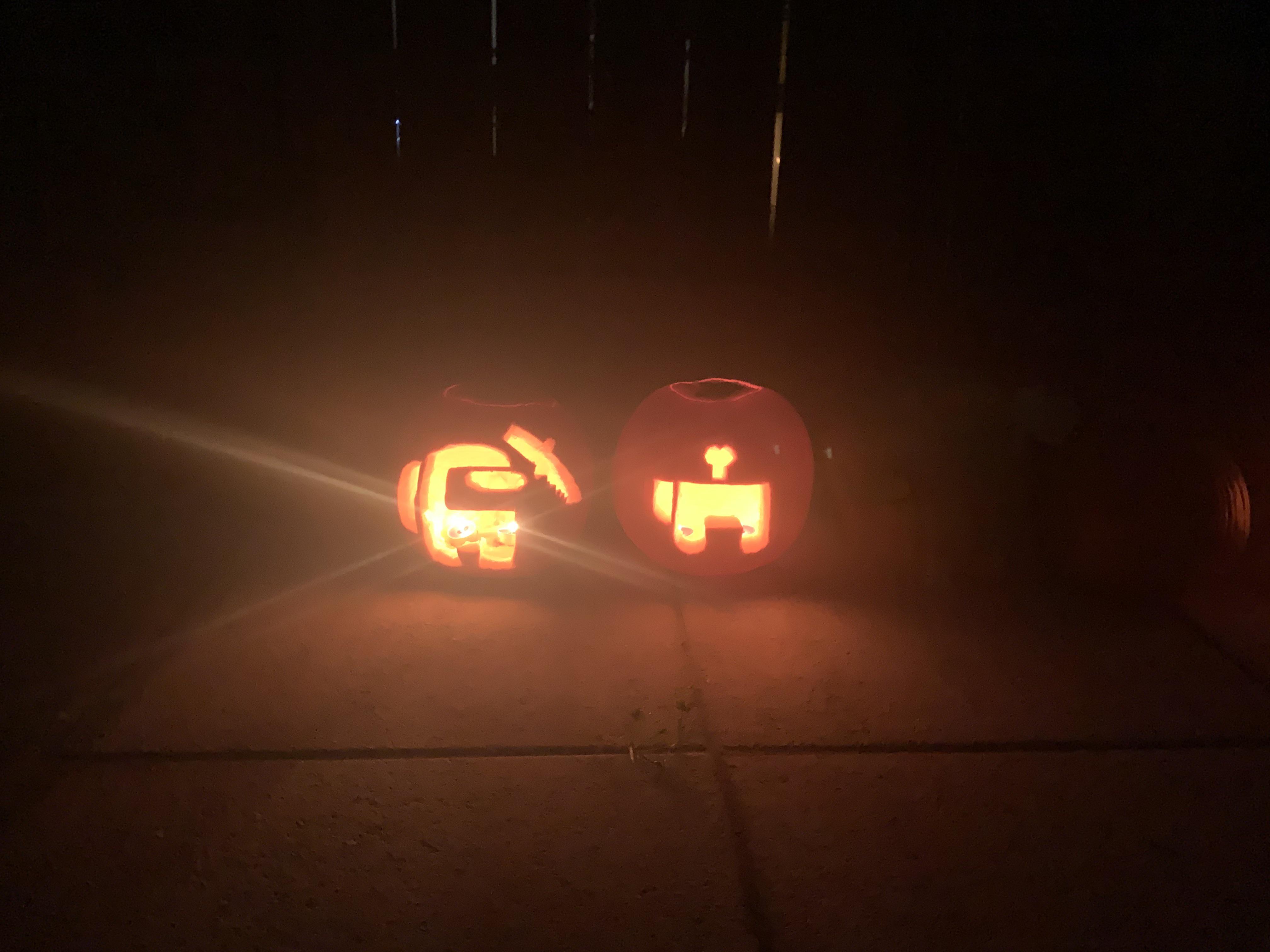 My girlfriend and I carved Among us pumpkins! | Scrolller