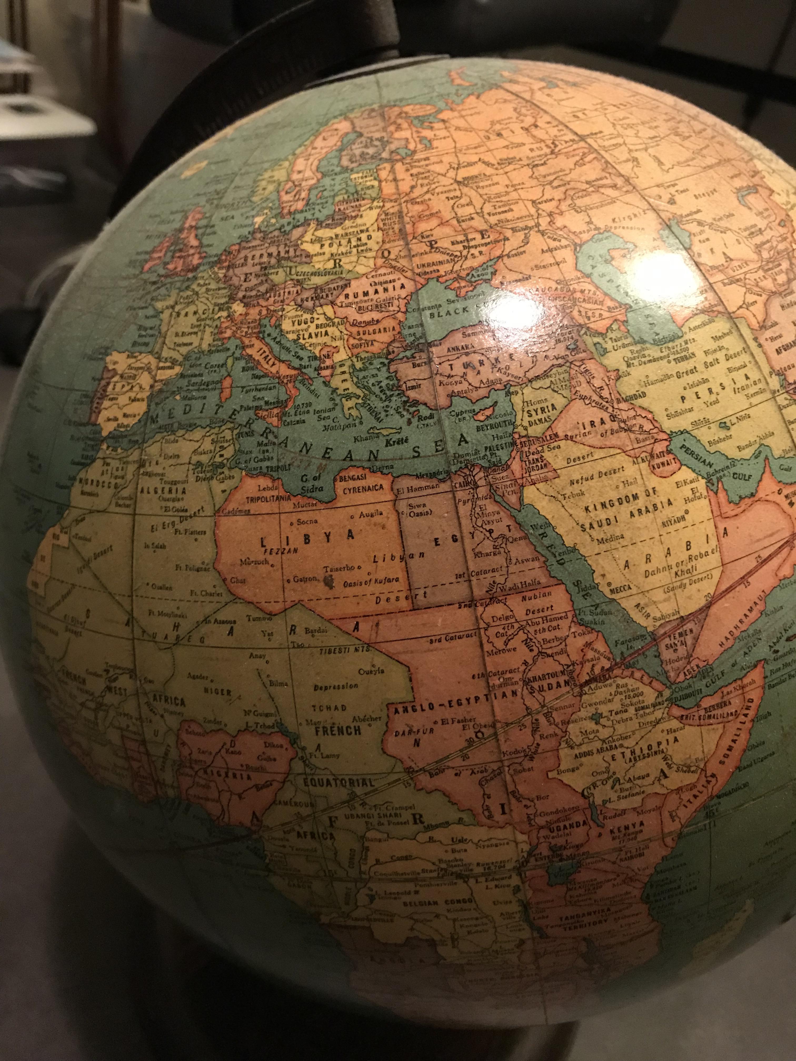 My globe from 1934 or 1935. I’ll share more photos of it if you guys want me to. | Scrolller