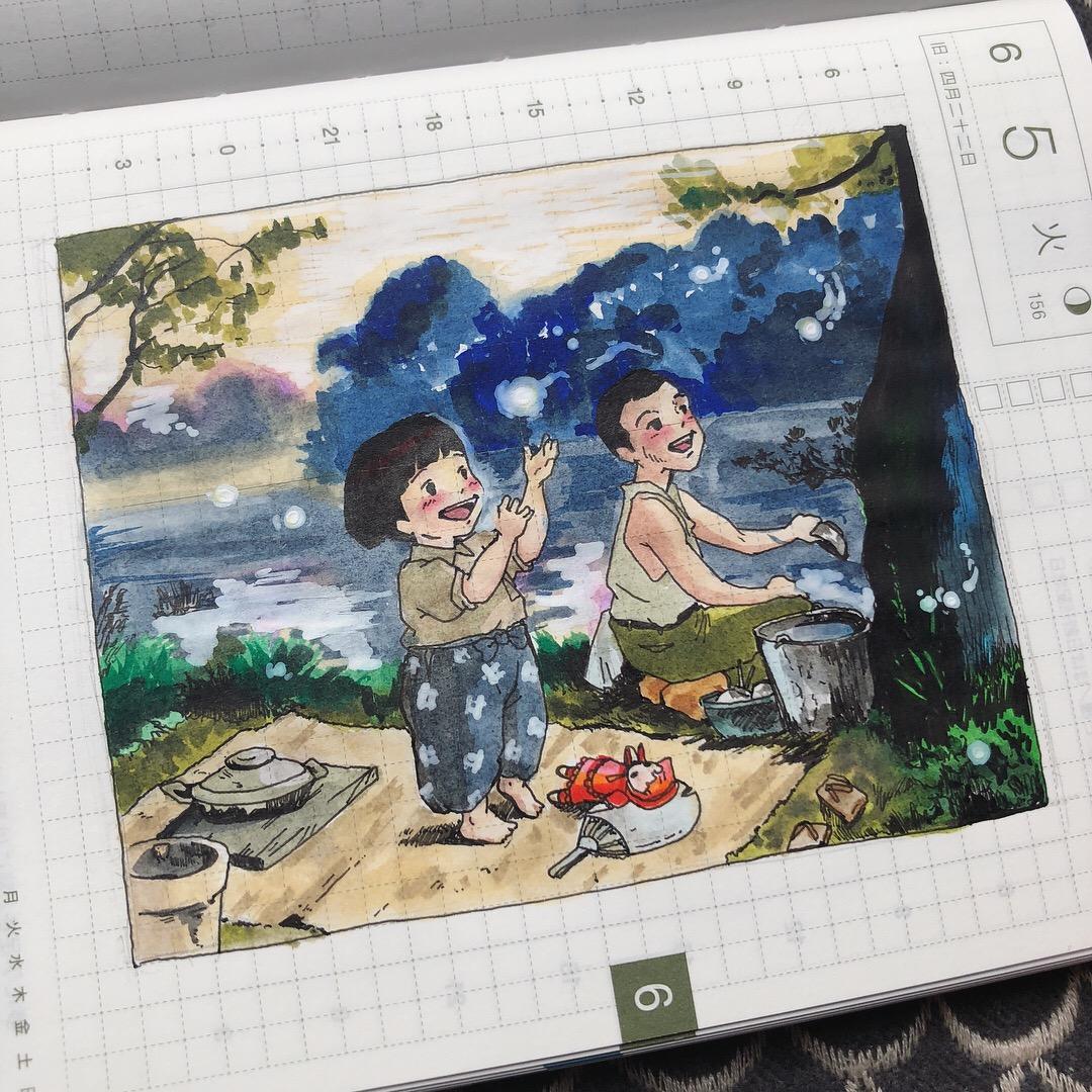 my hobonichi drawing [grave of the fireflies] [studio ghibli] | Scrolller