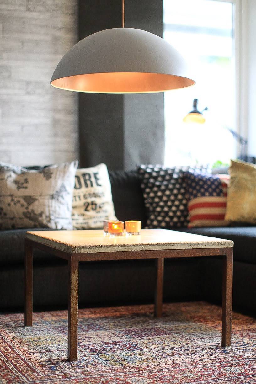 My homemade concrete table and IKEA hack lamp | Scrolller