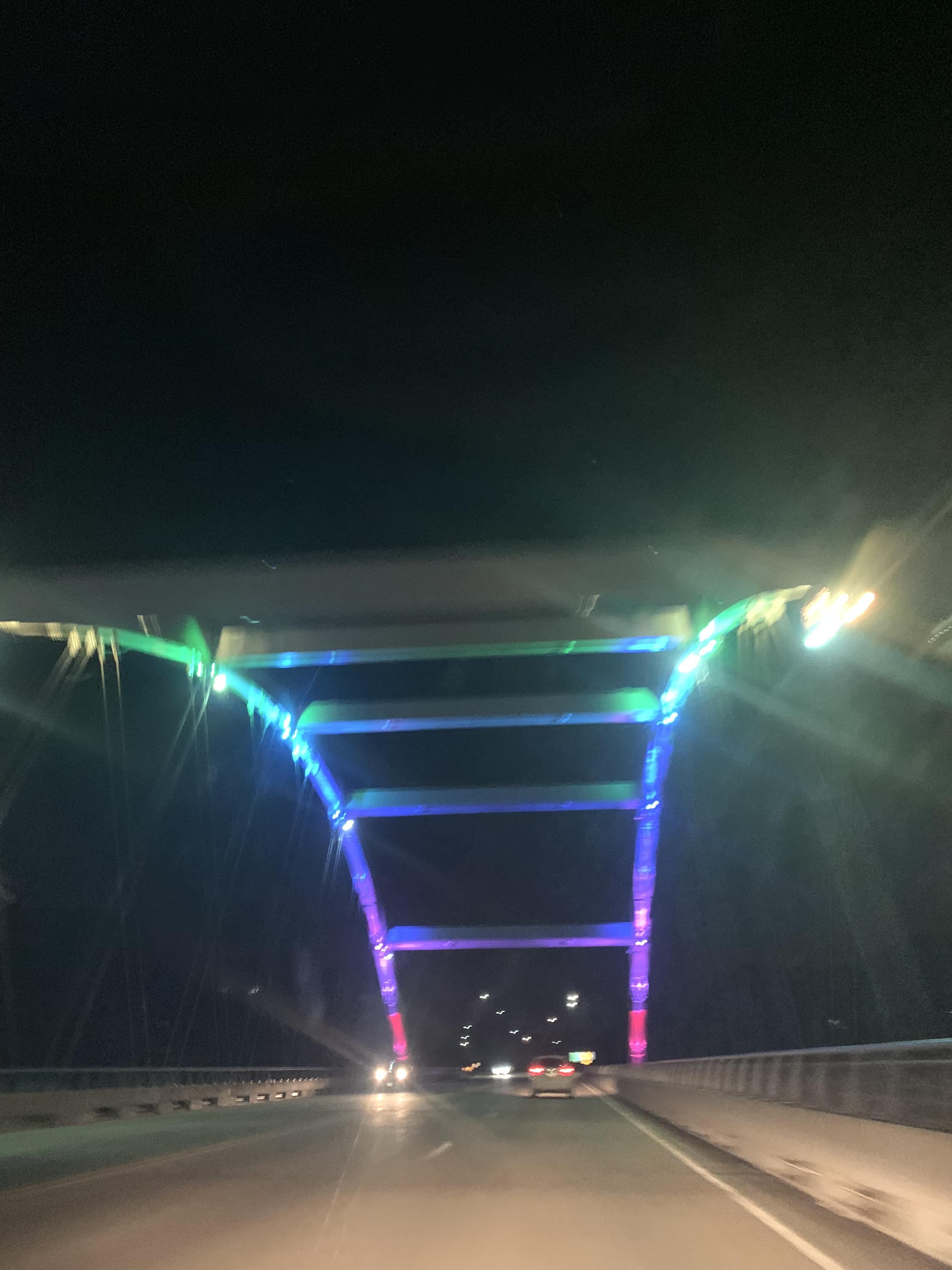 My hometown bridge at night. | Scrolller