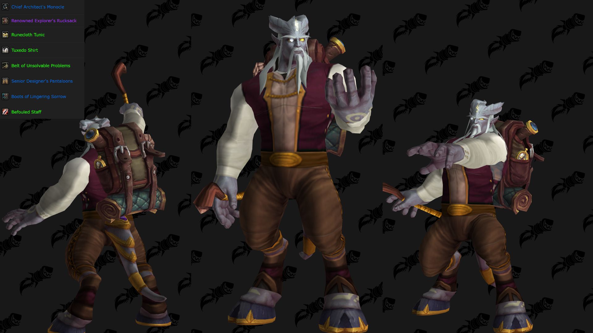 My leveling outfit. I call it, 'New Adventures' -- Lightforged Draenei Mage | Scrolller