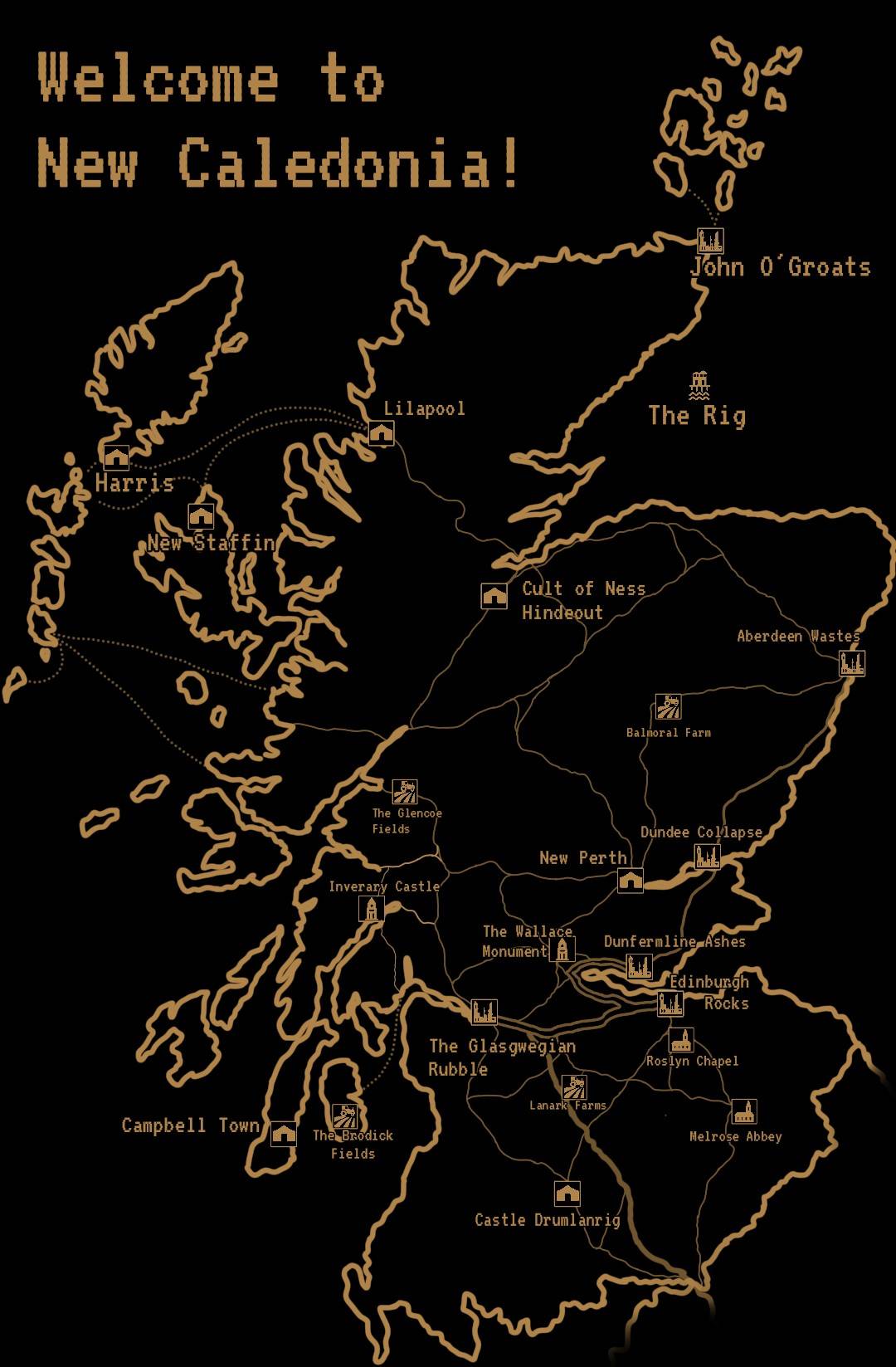 My post apocalyptic map if Scotland in a New Vegas Esc Style | Scrolller