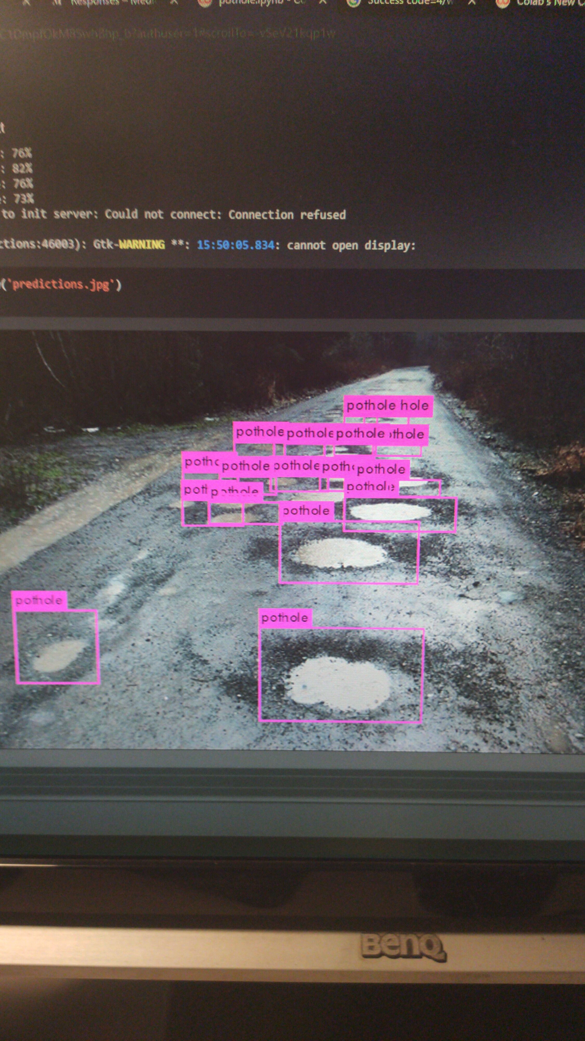 My pothole detector. Used yolov3 annotated images on labelimg. | Scrolller