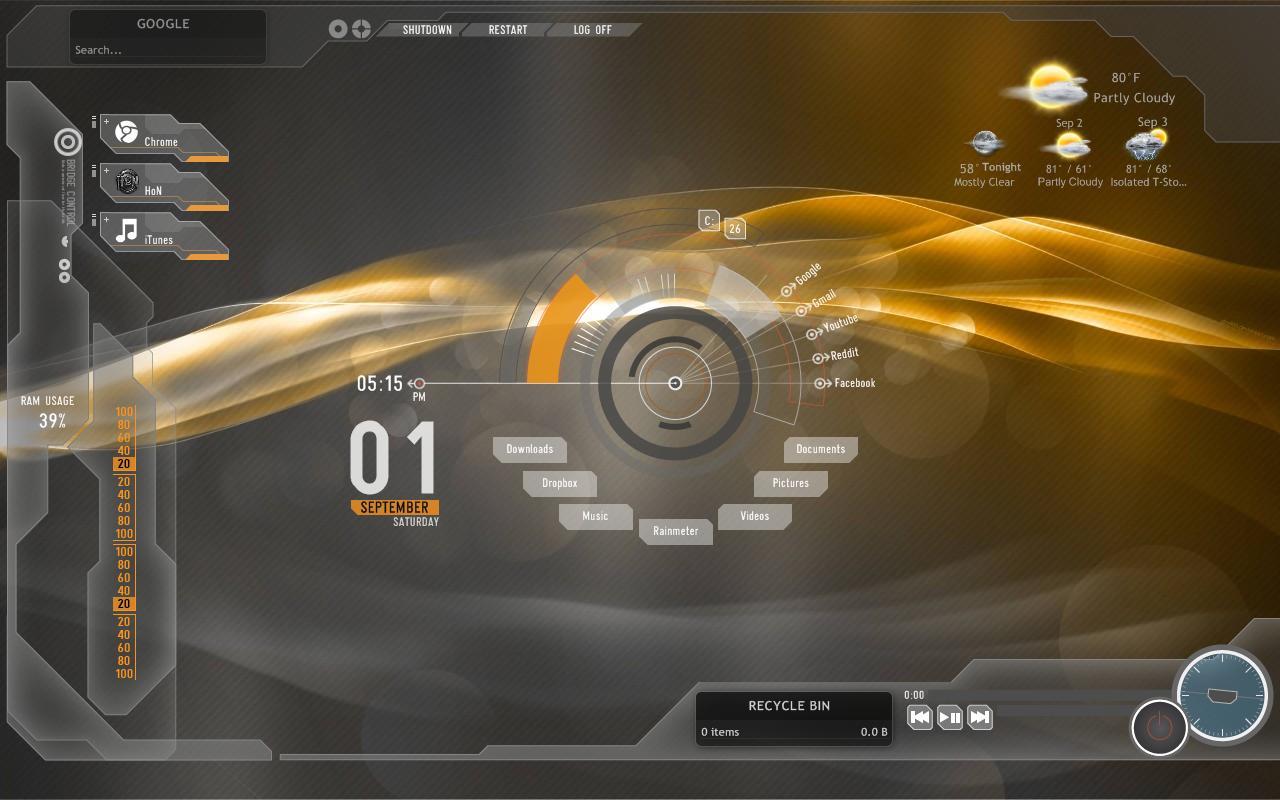 My RainMeter desktop. Took a couple of hours of tweaking to get it just right, but I want your ...