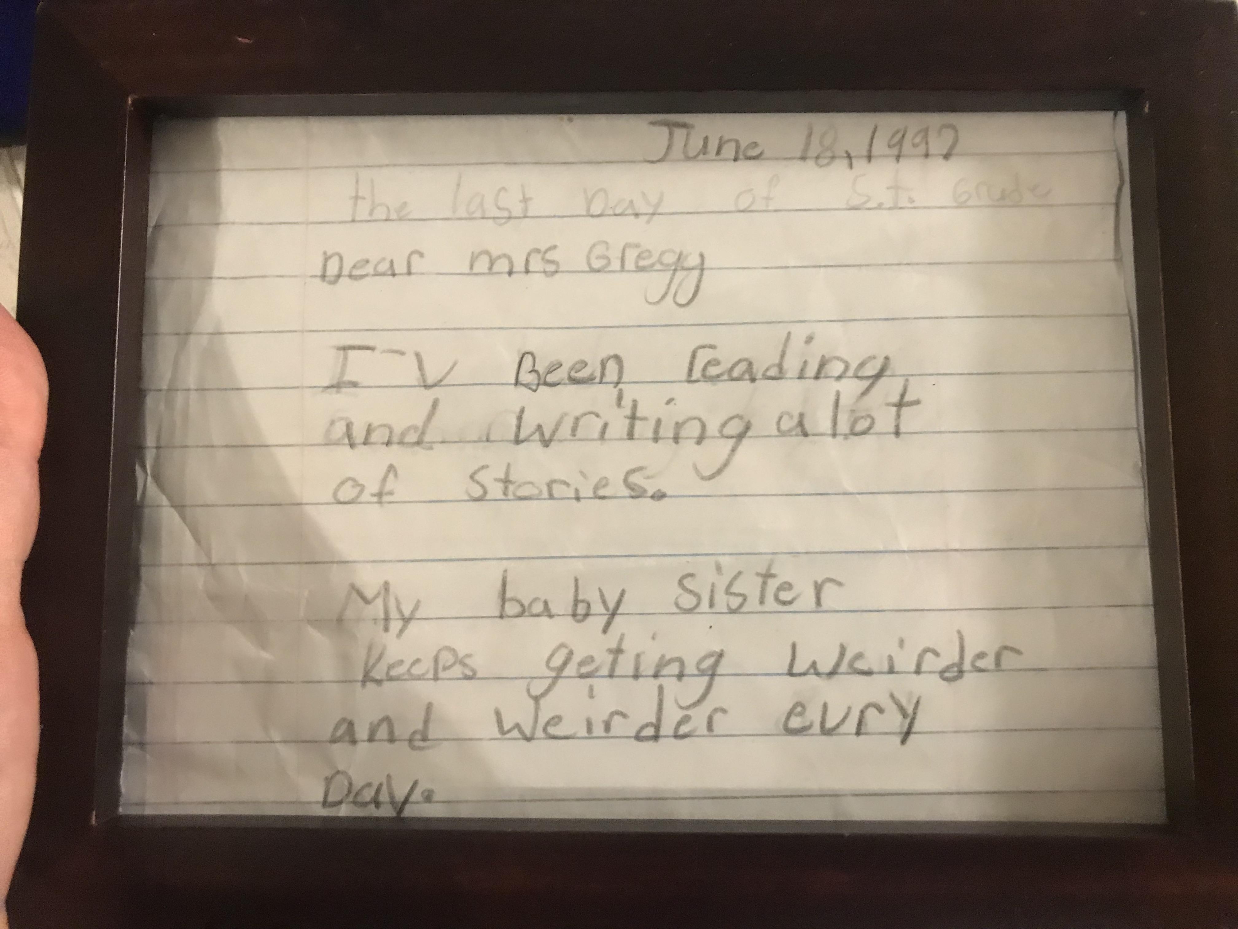 My sister framed one of her school assignments from 1997 for my mom | Scrolller