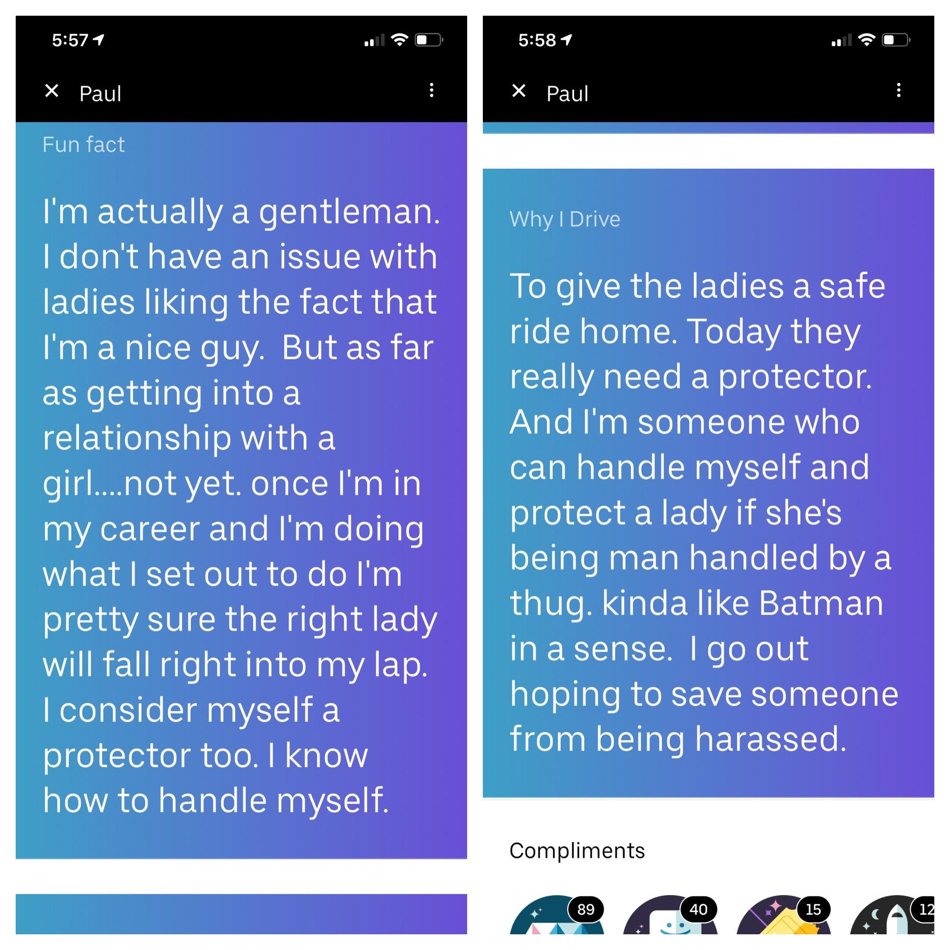 My Uber driver’s bio has comforted me immensely. | Scrolller