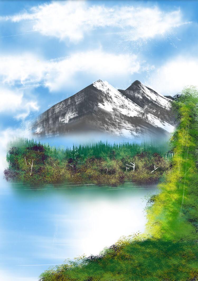My very first digital drawing! Inspired by Bob Ross | Scrolller