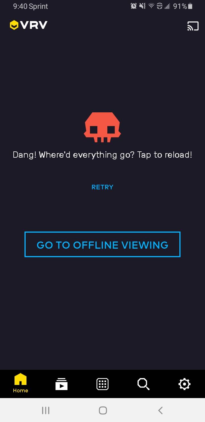 My vrv is just stuck on this screen? Restarted phone, Uninstaller and reinstalled app, connected ...
