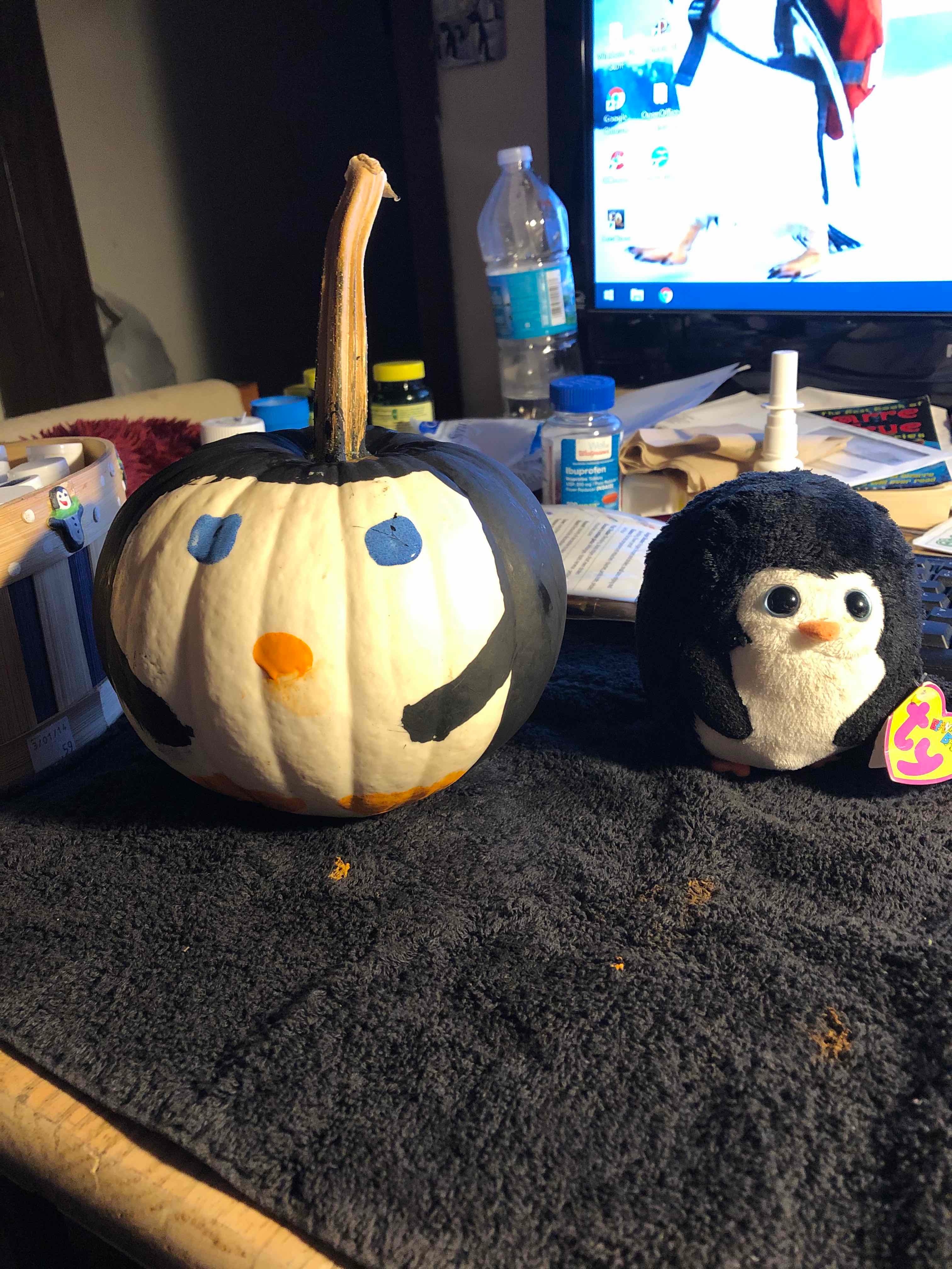My Wife Just Got Done Painting Our Penguin Pumpkin! | Scrolller
