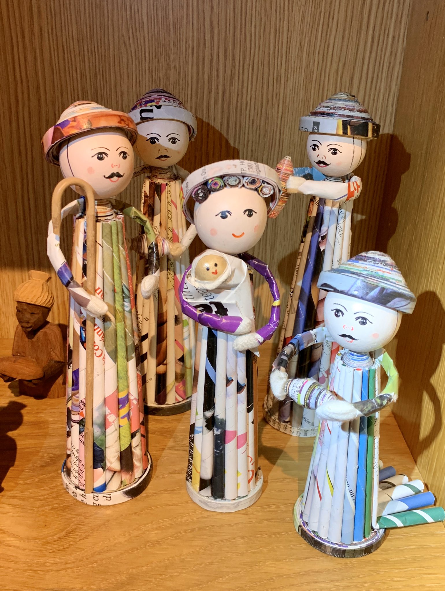 Nativity set from Vietnam. Made from rolled up paper. | Scrolller