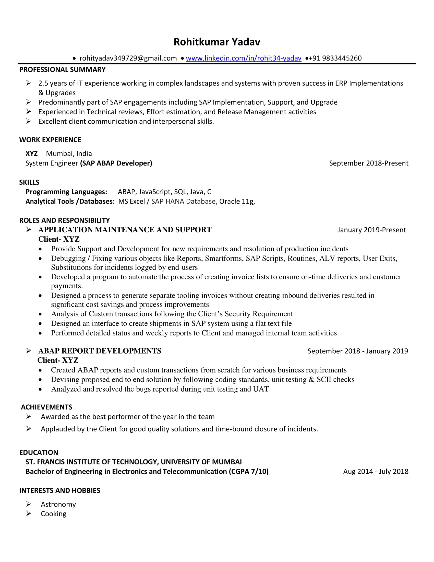 Need help to review the resume | Scrolller
