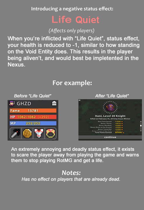 Negative Status Effect Suggestion: Life Quiet | Scrolller