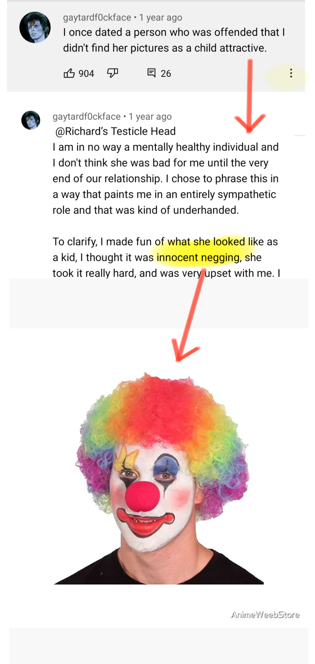 Neggy, with a chance of clown | Scrolller