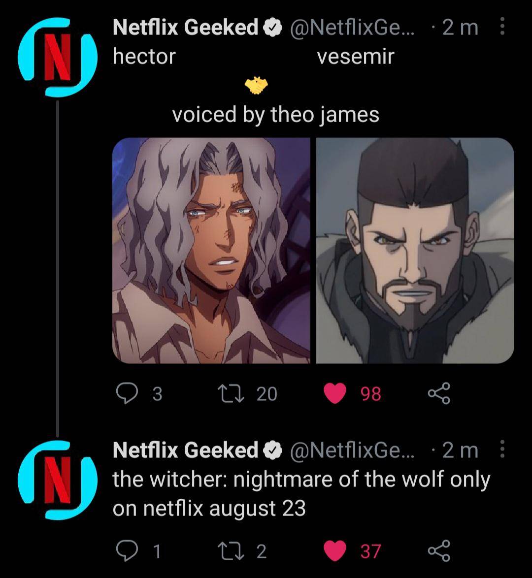 Netflix just confirmed that Theo James is voicing Young Vesemir in Nightmare of the Wolf ...