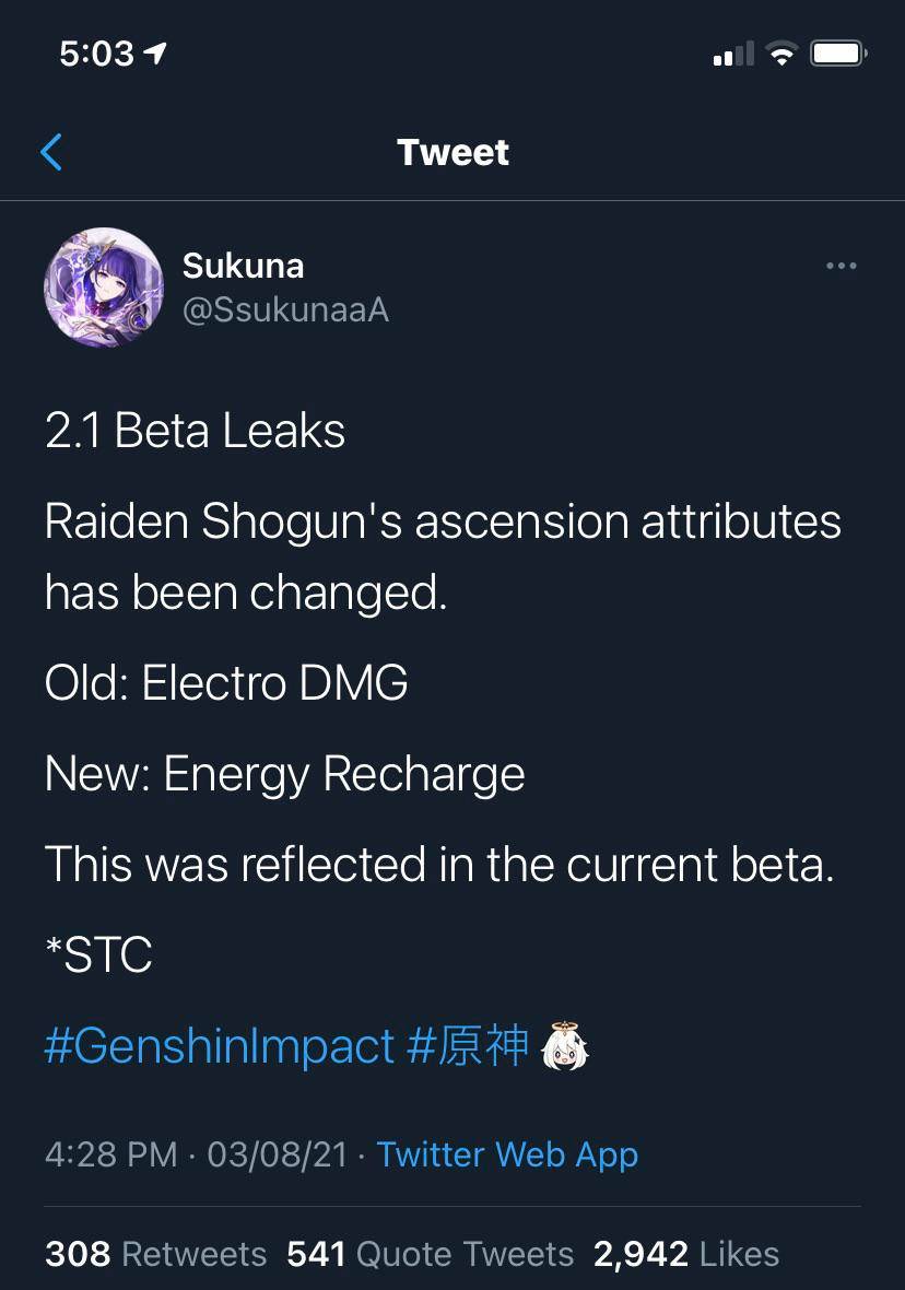 New 2.1 leaks about Raiden’s Ascension Stat | Scrolller