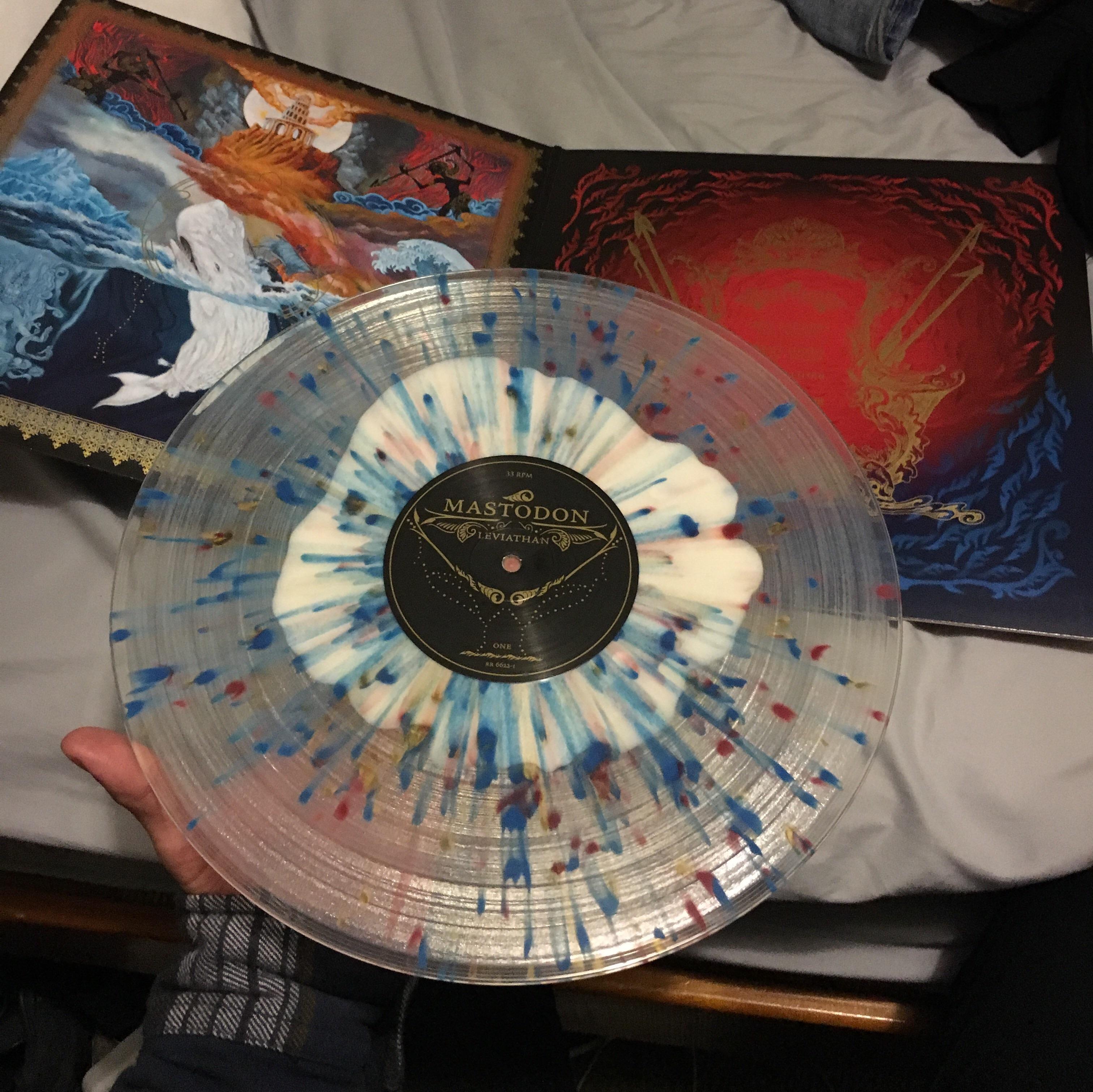 New pickup! Mastodon - Leviathan, bone white inside clear with splatter | Scrolller