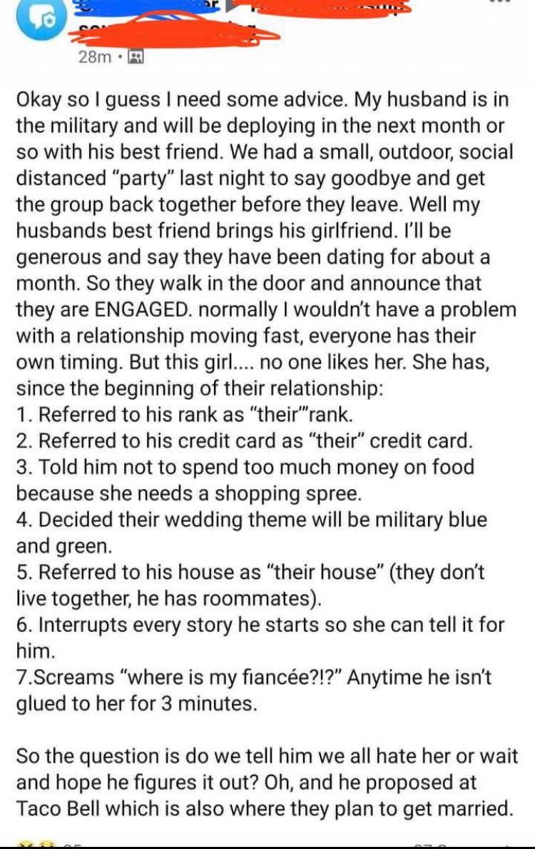 Newly engaged dependa (not my story) | Scrolller