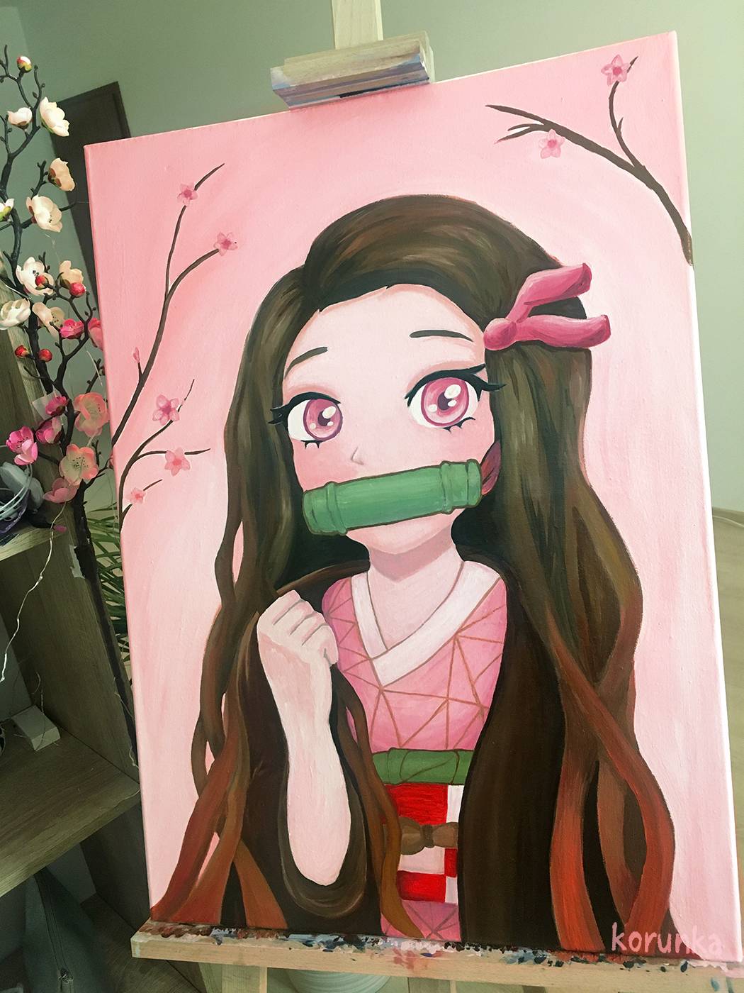Nezuko oil painting by me ^-^ | Scrolller