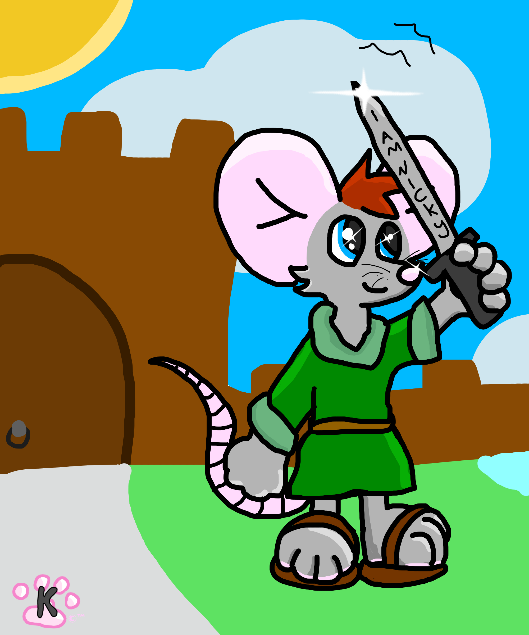 Nicky Mouse cosplaying Matthias from Redwall :) Drawn by me: KibaWolf16 (Kiba Spiritstone ...