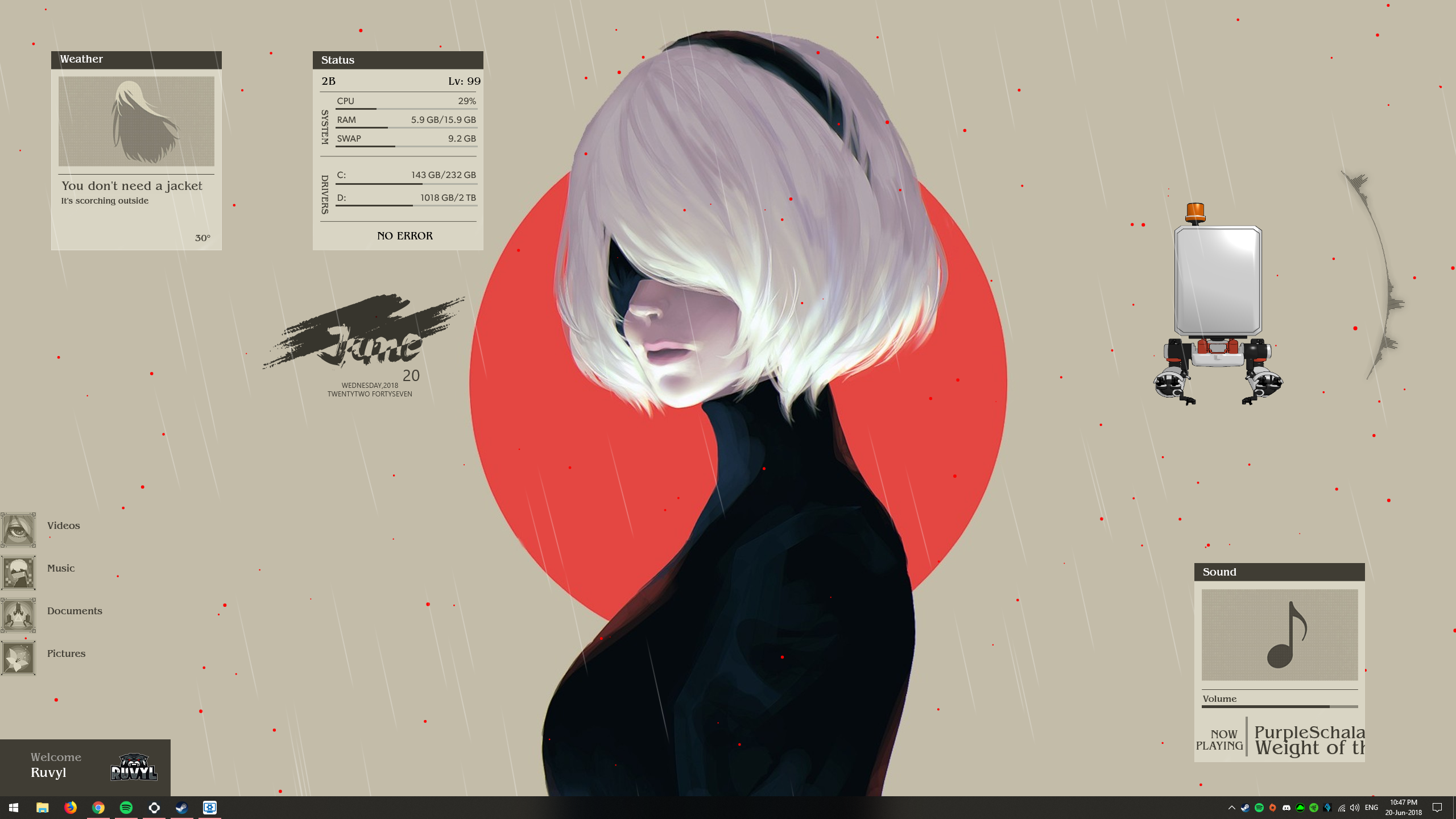 Nier Automata Rainmeter + Wallpaper Engine | Scrolller