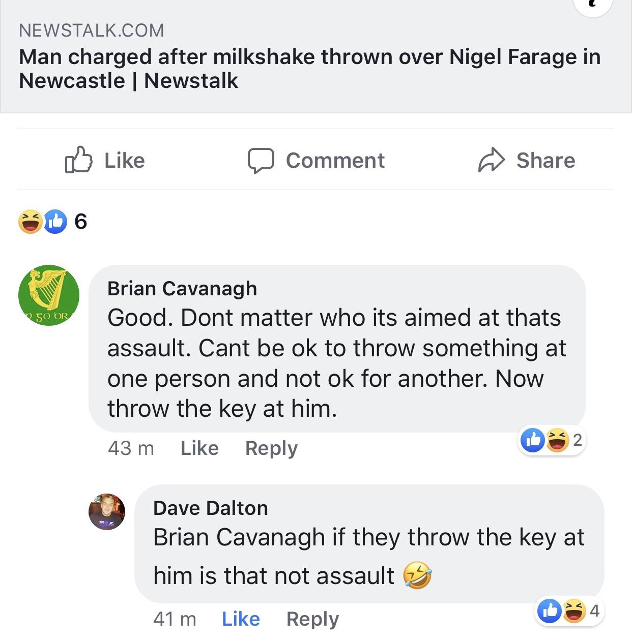 Nigel Farage milkshake incident - throw the key at him 🔑 😆 | Scrolller