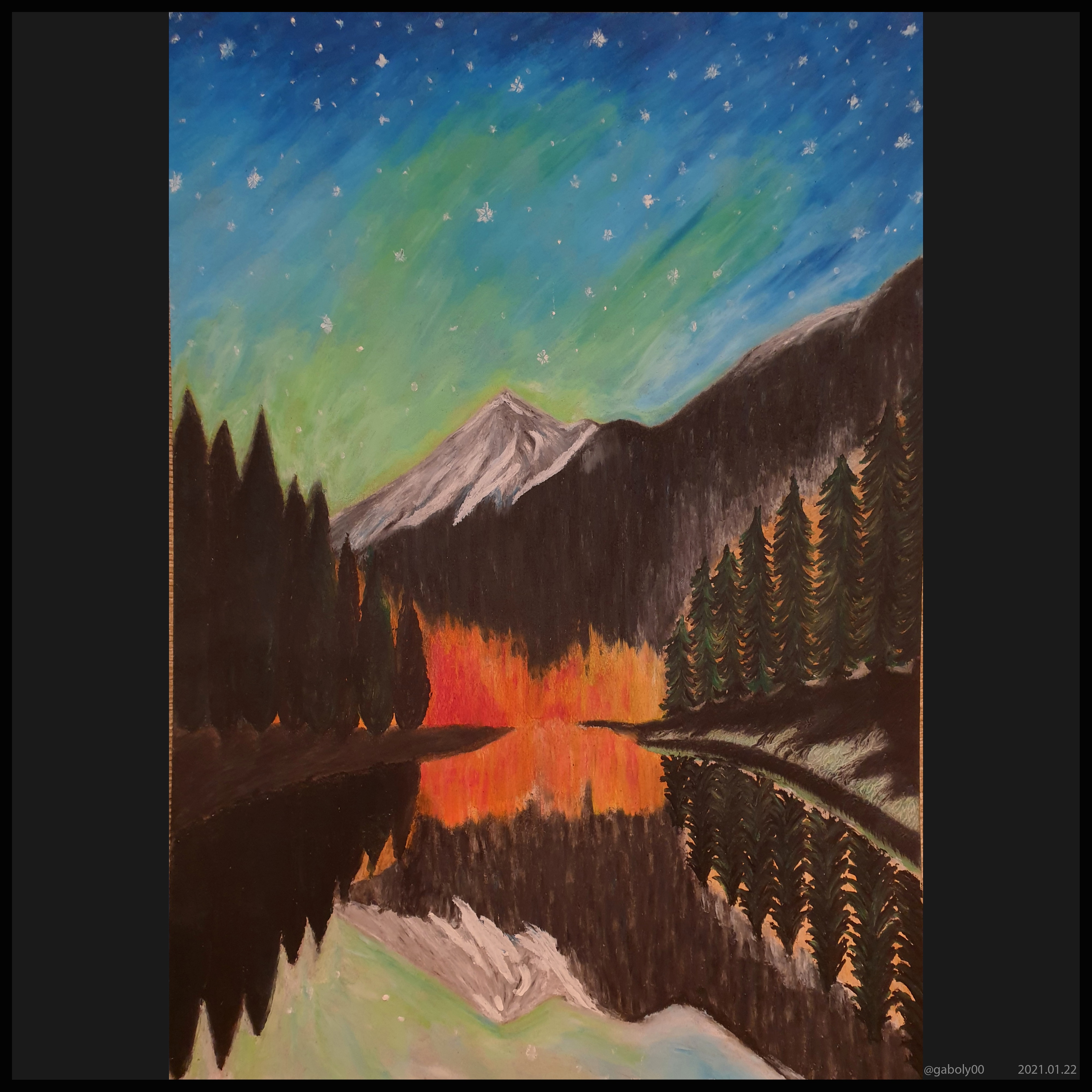 Northern Lights, Me, Oil Pastel, 2021 | Scrolller
