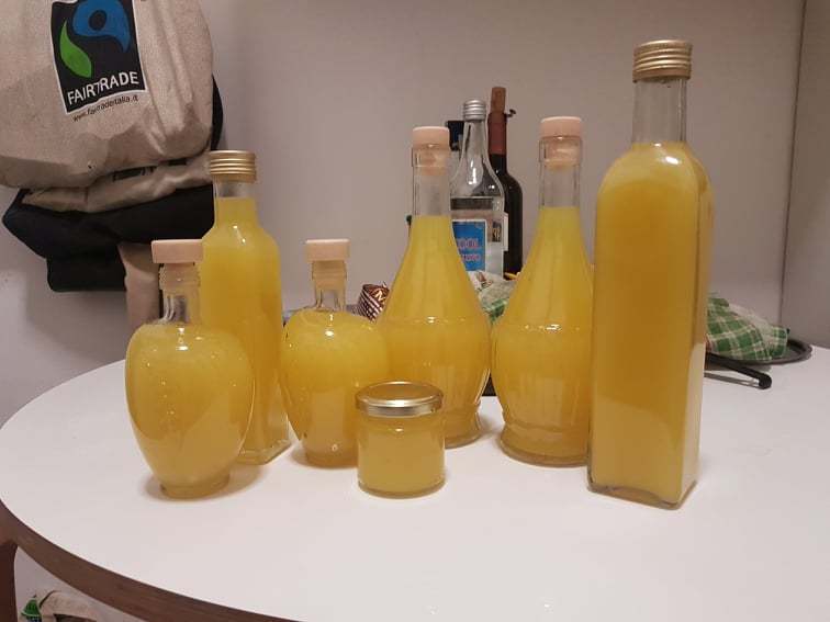 Not a cocktail per se but an ingredient. Finished batch of homemade limoncello | Scrolller