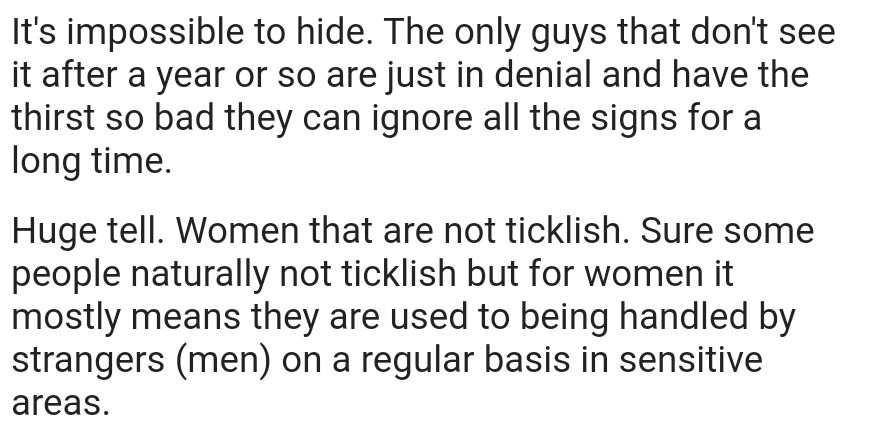 Not ticklish implies promiscuity | Scrolller