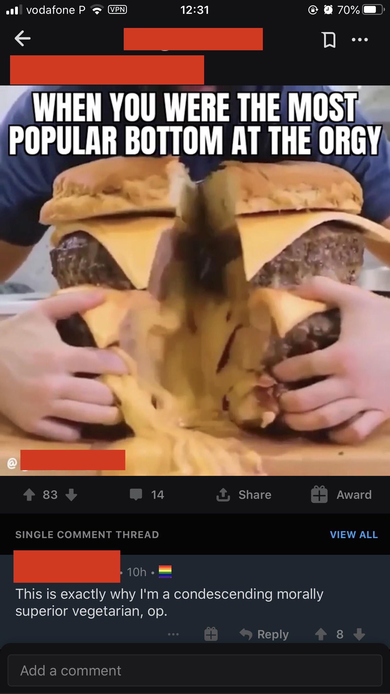 Nothing says “moral superiority” as supporting rape, torture, and murder of innocent sentient ...