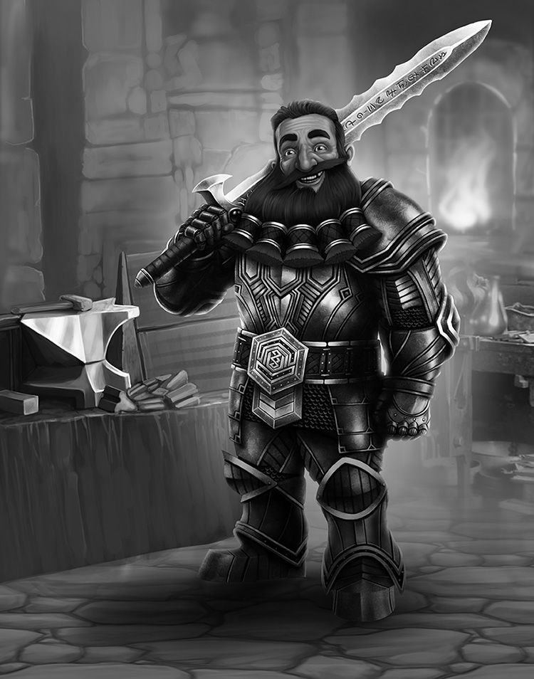 [OC] A portrait of my friend's Dwarf Fighter (who is also a blacksmith) | Scrolller