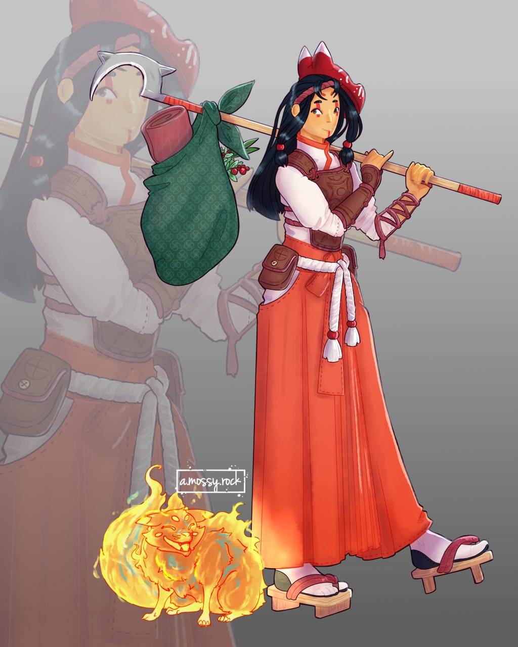 [OC] [ART] Miko, the Wildfire Druid and her pet Elemental | Scrolller