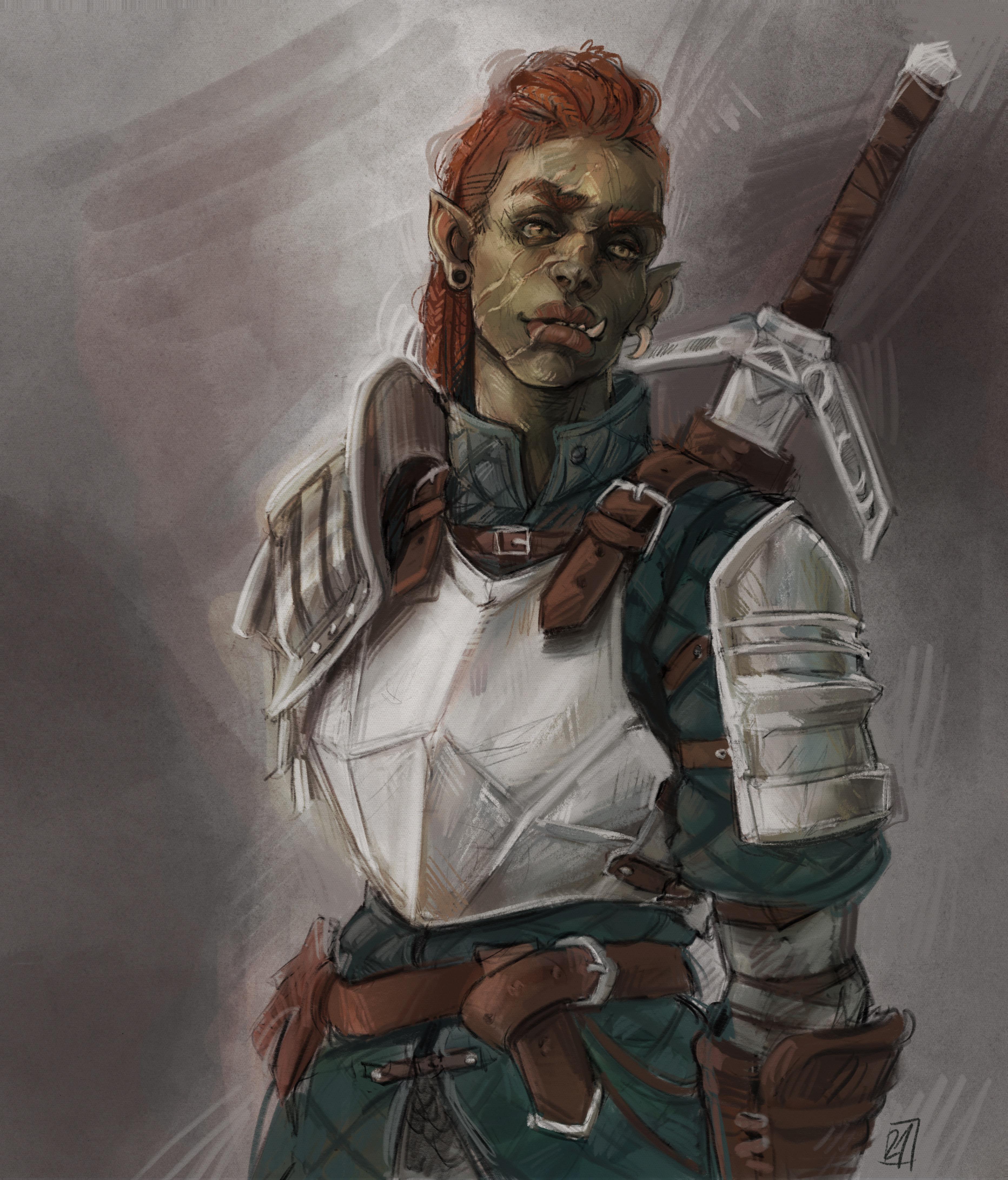 [OC] Bruck, half-orc Fighter/Mercenary, by me | Scrolller