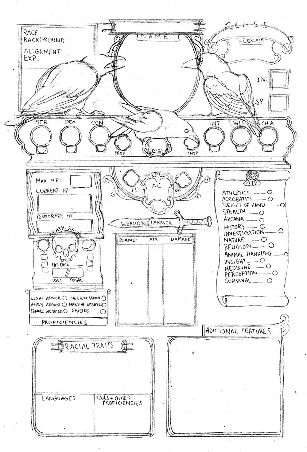 [oc] Wip Tarokka Deck Themed Character Sheet For My Curse Of Strahd