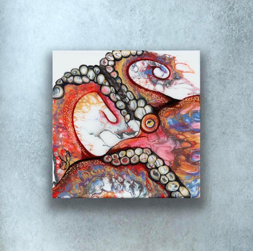 Octopus fluid art, me, acrylics and resin, 2020 | Scrolller
