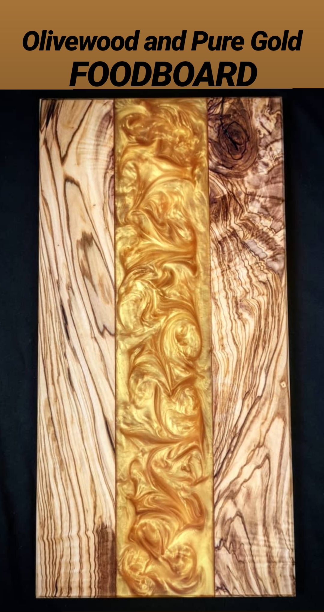 Olivewood and Pure Gold Serving Board | Scrolller