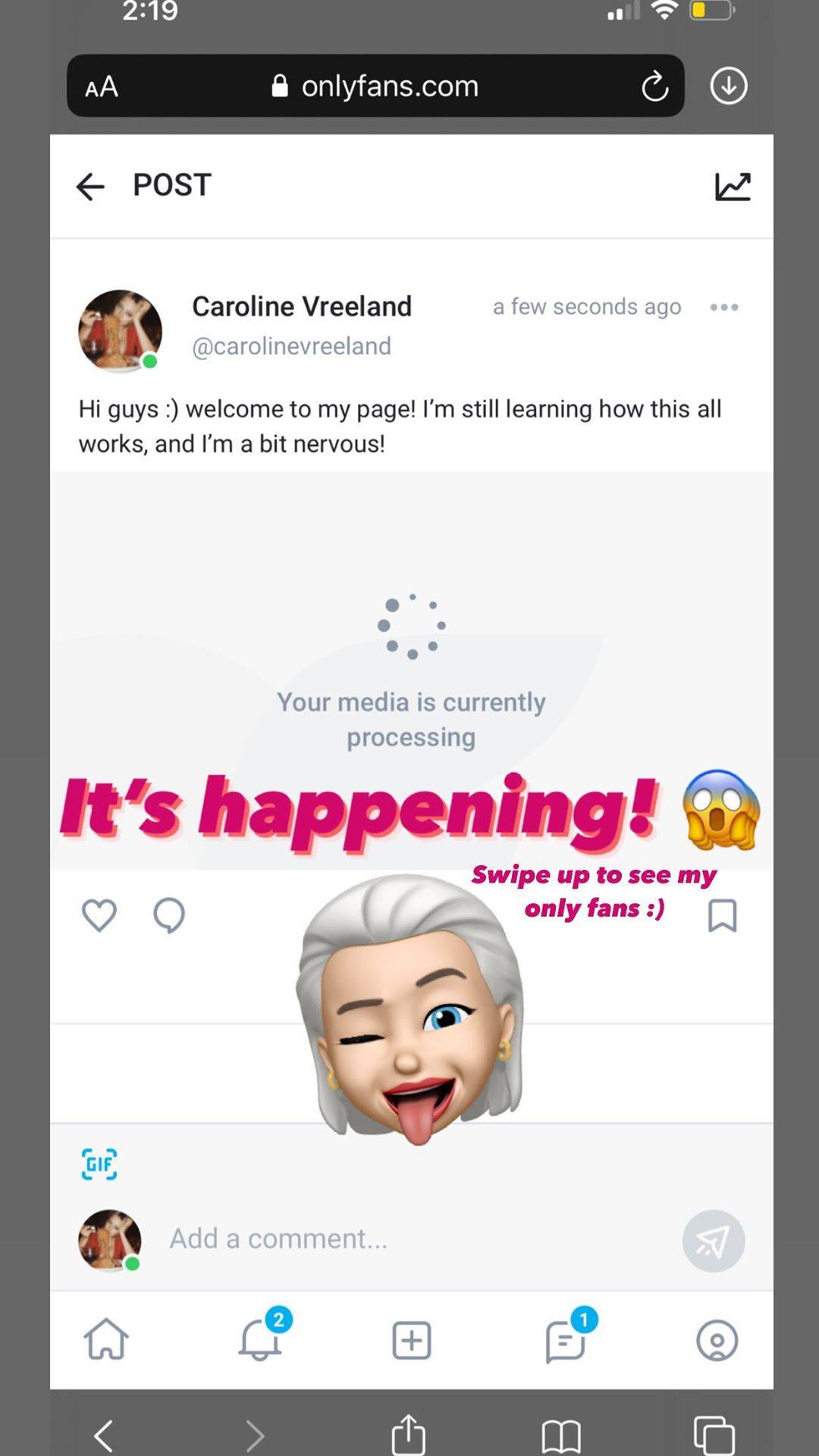 Onlyfans confirmation on her IG | Scrolller