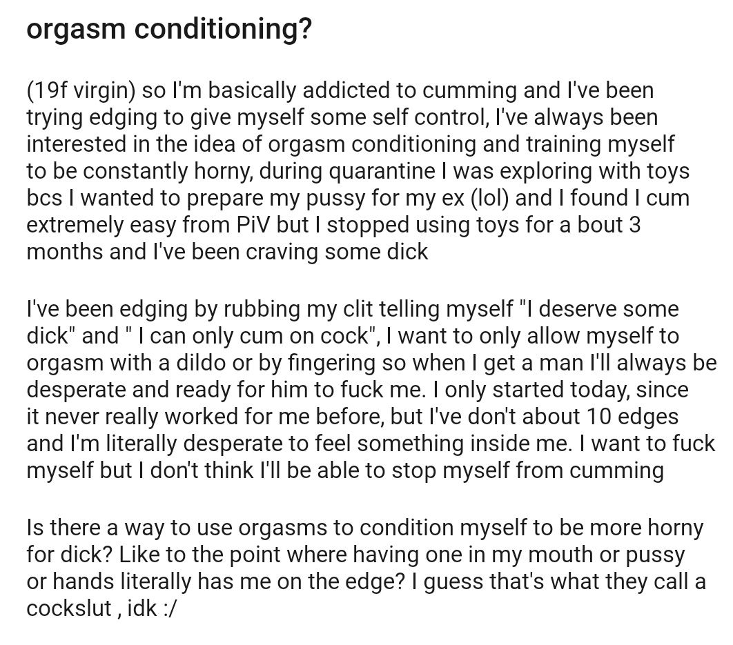 orgasm conditioning? | Scrolller