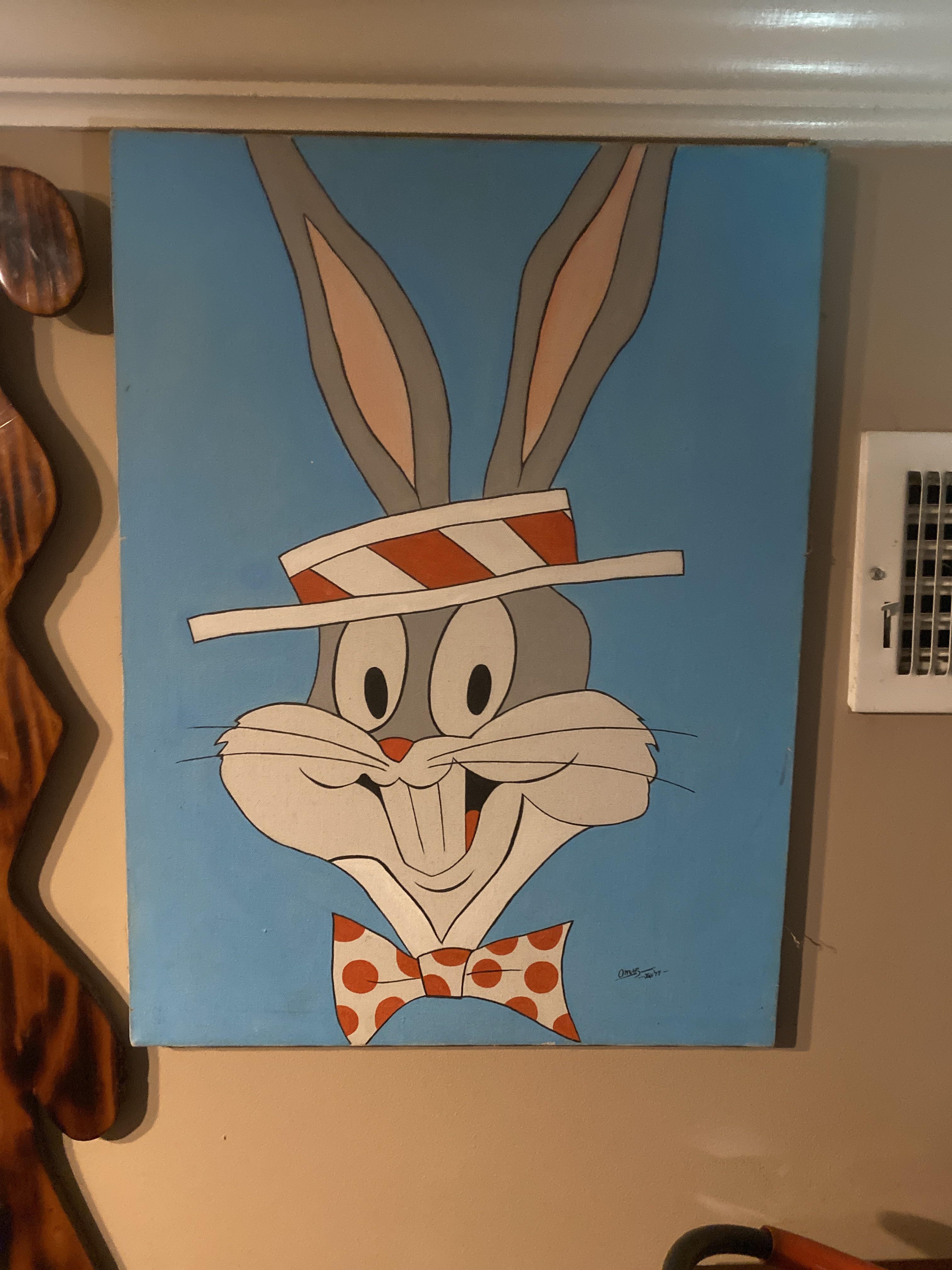 Original 1977 bugs bunny on canvas signed by the artist .. 3 bucks | Scrolller