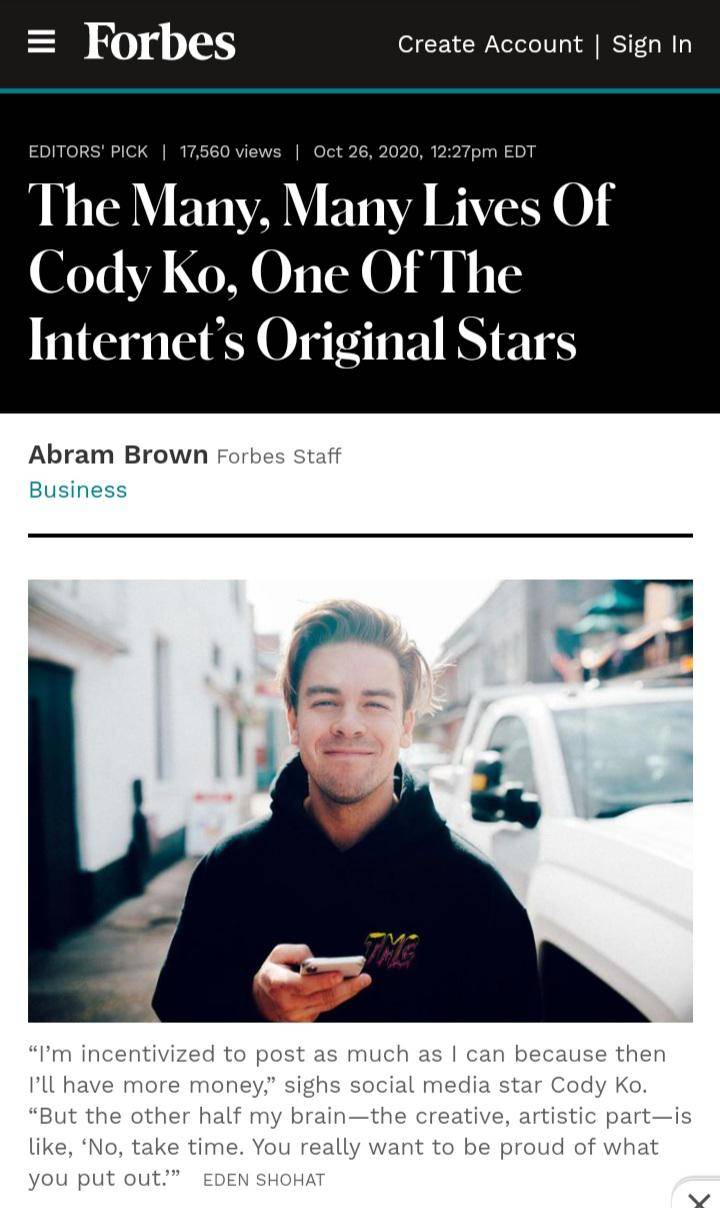 Our boy Cody on Forbes | Scrolller