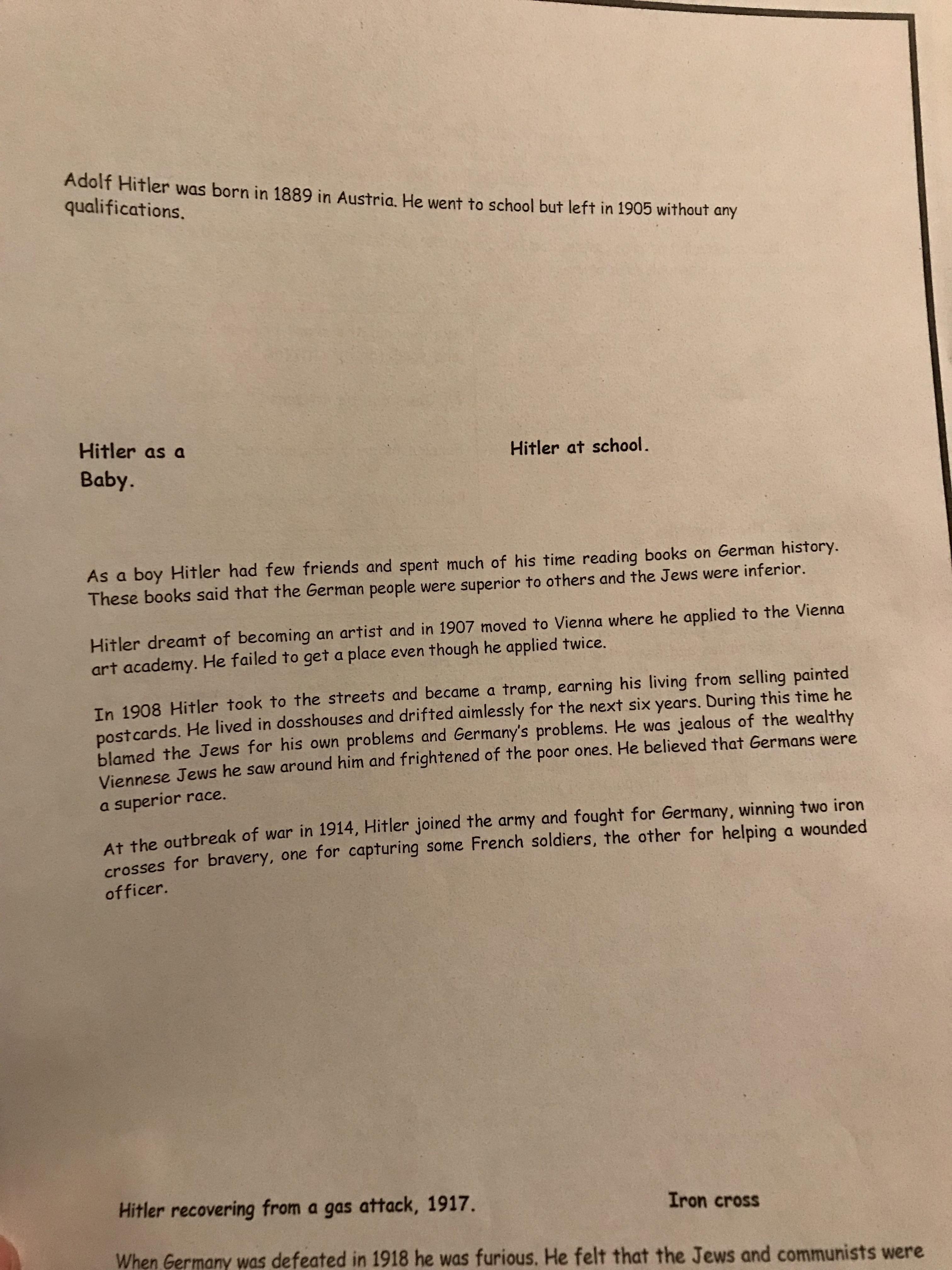 Our reading comprehension test about Hitler.. | Scrolller