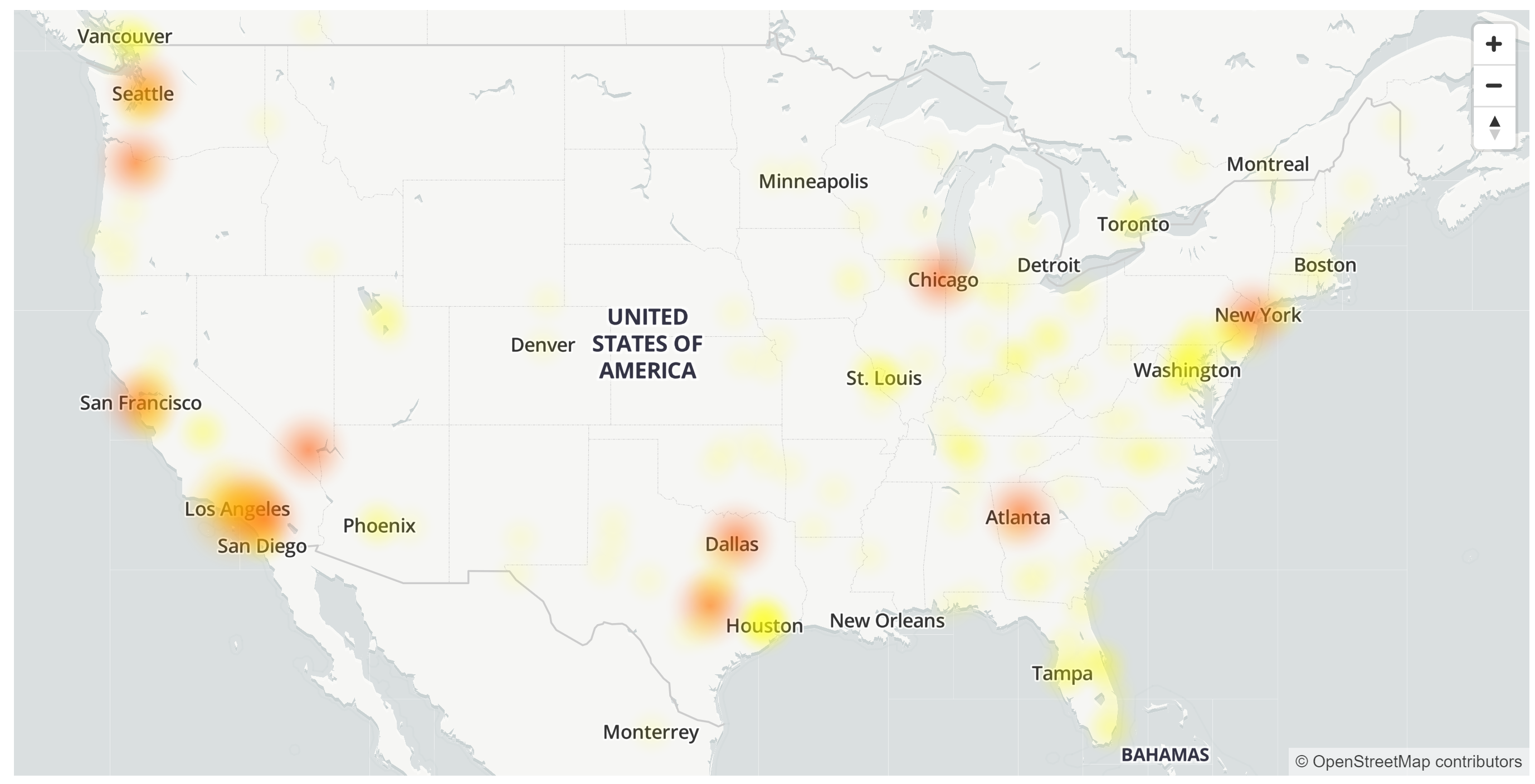 Outage map for Steam. Turns out gamers live in cities. | Scrolller