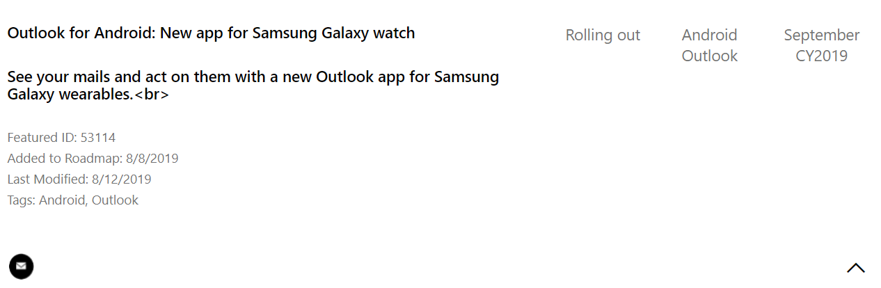 Outlook road map shows new upcoming Outlook app for Galaxy Watch. | Scrolller