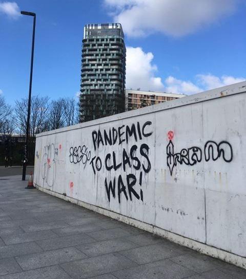 "Pandemic to Class War!" graffiti in Lewisham, London | Scrolller