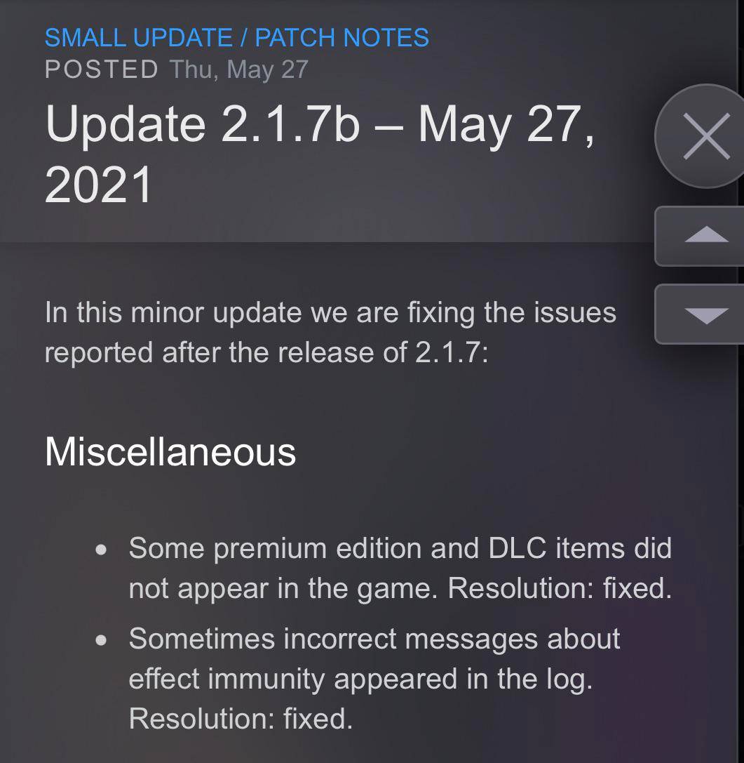 Patch 2.1.7b is now available, which fixes the immunities interface bug. (Thank Erastil) | Scrolller