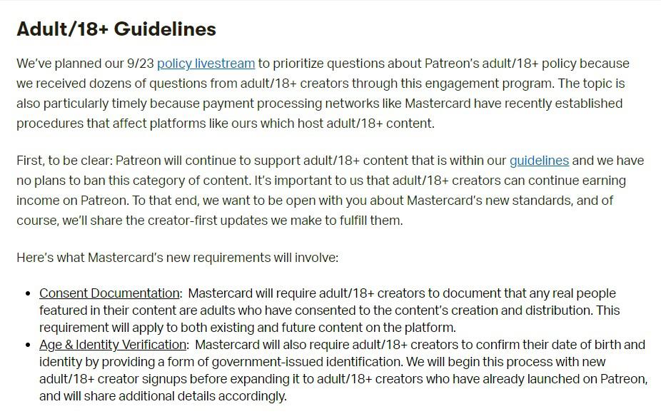 Patreon to require NSFW creators to upload ID and consent forms | Scrolller