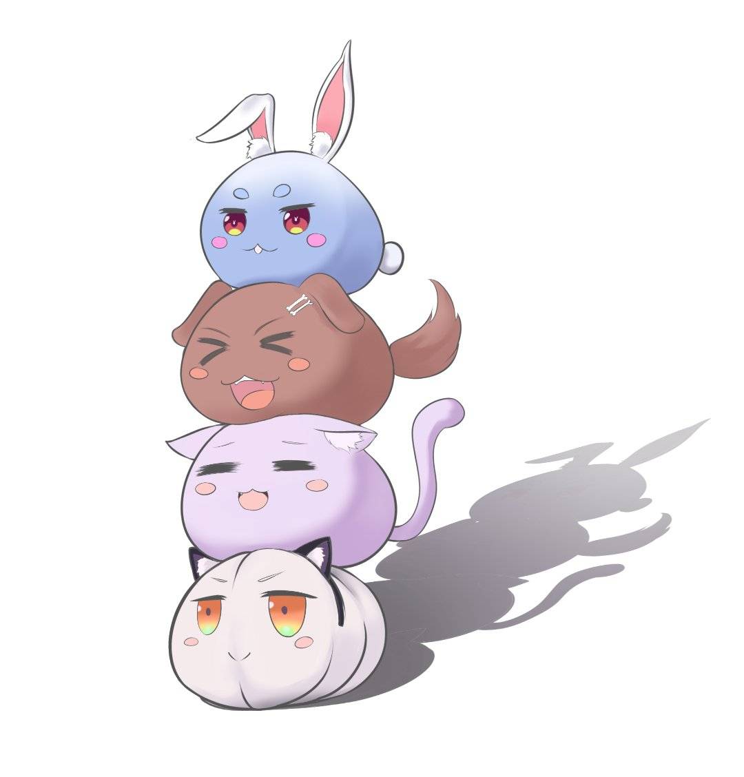Pekora, Korone, Okayu and Shion Totem pole by @maru039 | Scrolller