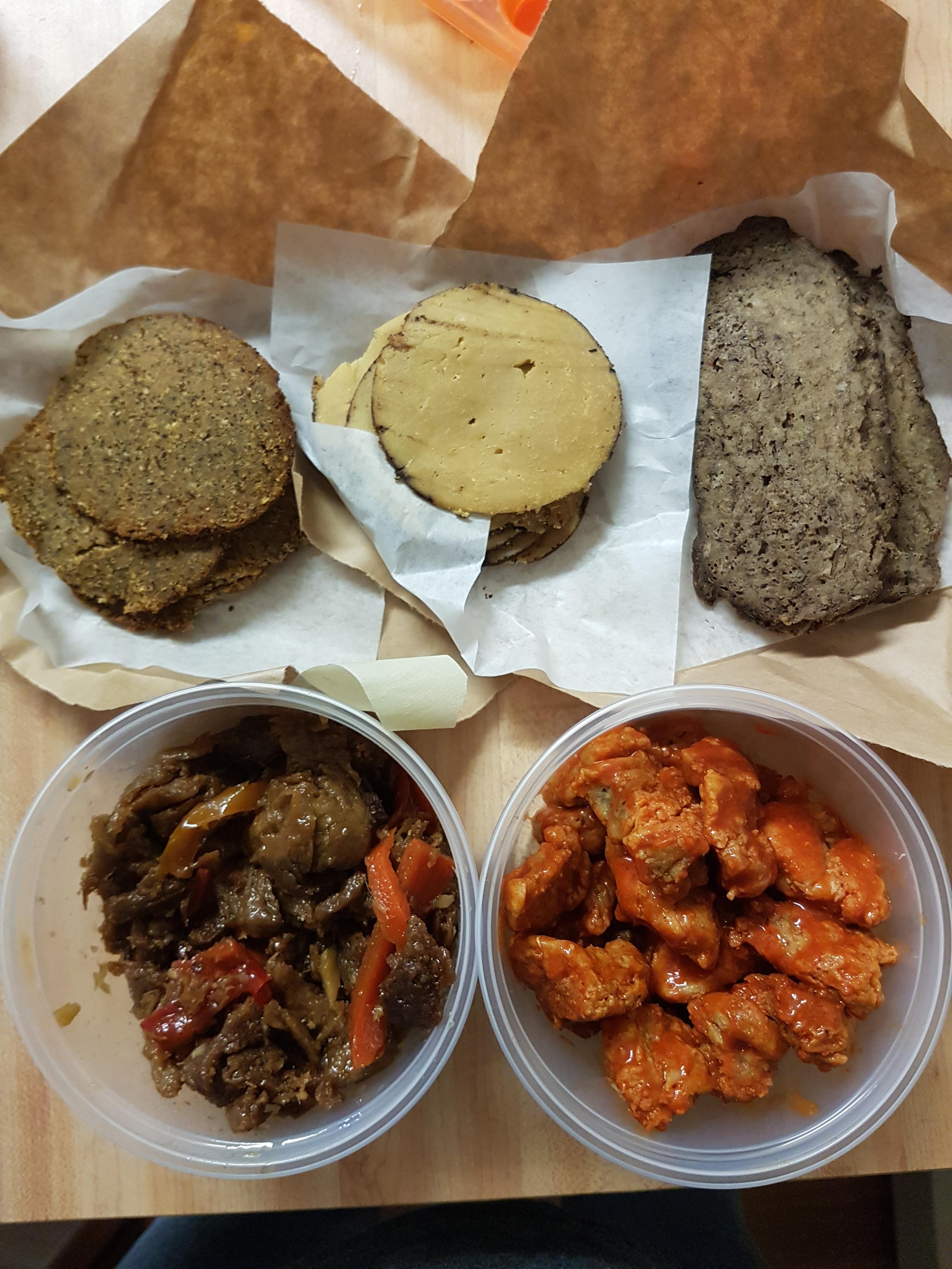 Pepperoni, black forest ham, roast beef, ginger beef and Buffalo wings from sly fox vegan ...