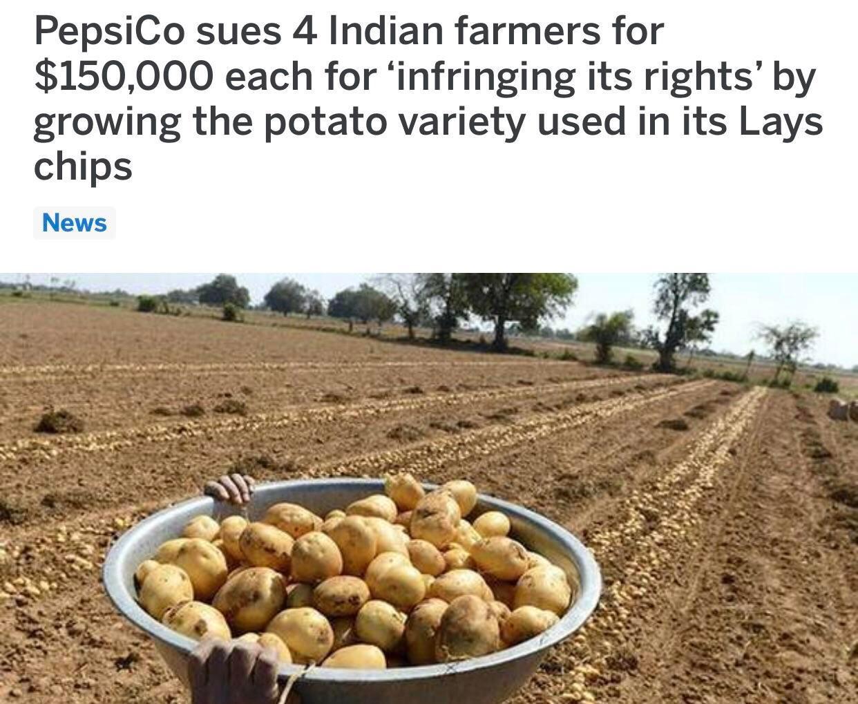 Pepsi sues farmers for growing potatoes | Scrolller